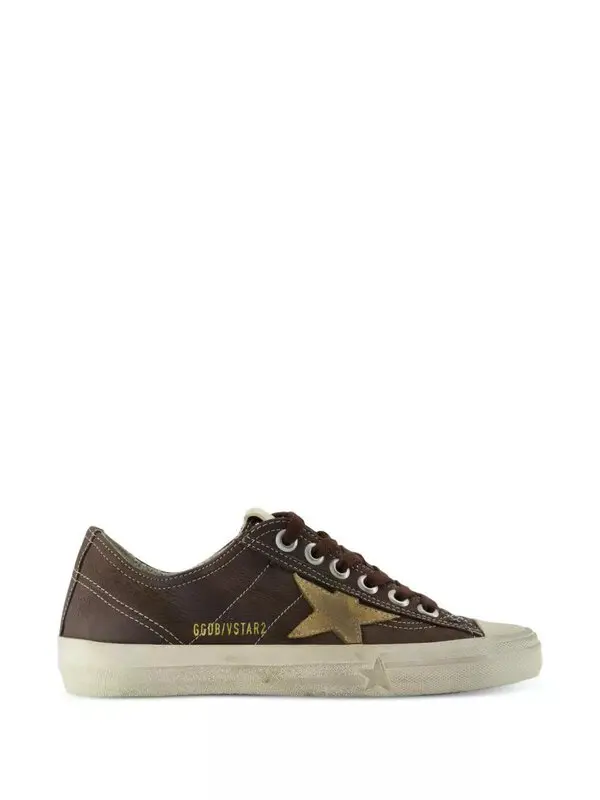 GOLDEN GOOSE V-star Nubuck Sneakers With Suede Star Detail - Brown
