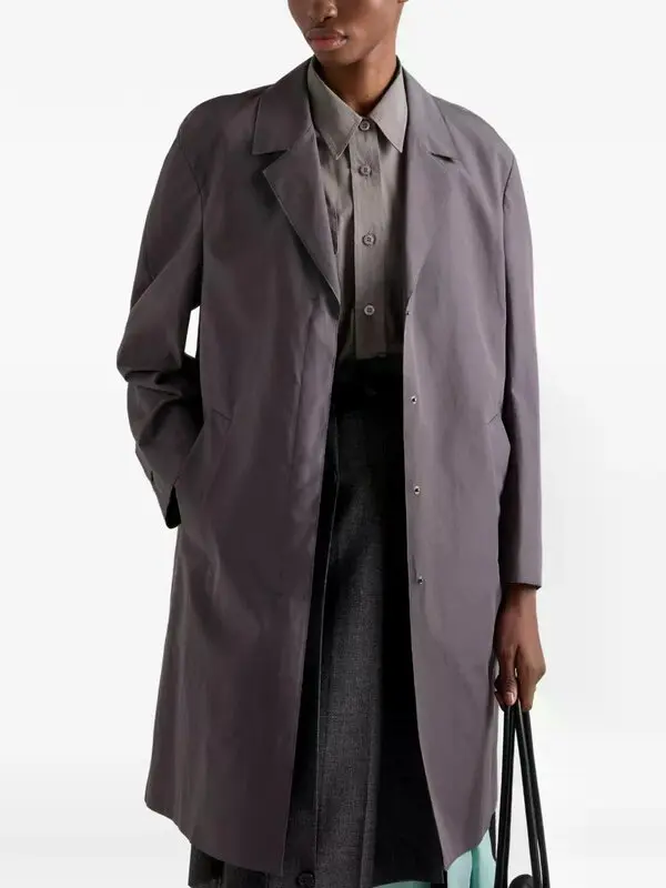 Prada Single-breasted Double Poplin Coat - Grey