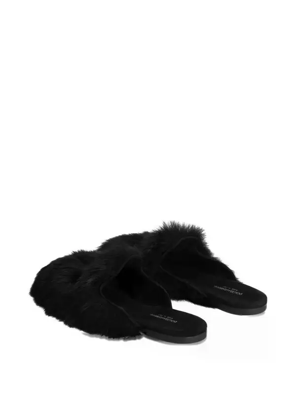 Dolce & Gabbana Shearling And Suede Fur Mules - Black