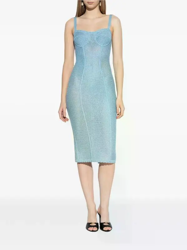 Dolce & Gabbana Square Neck Sleeveless Midi Dress