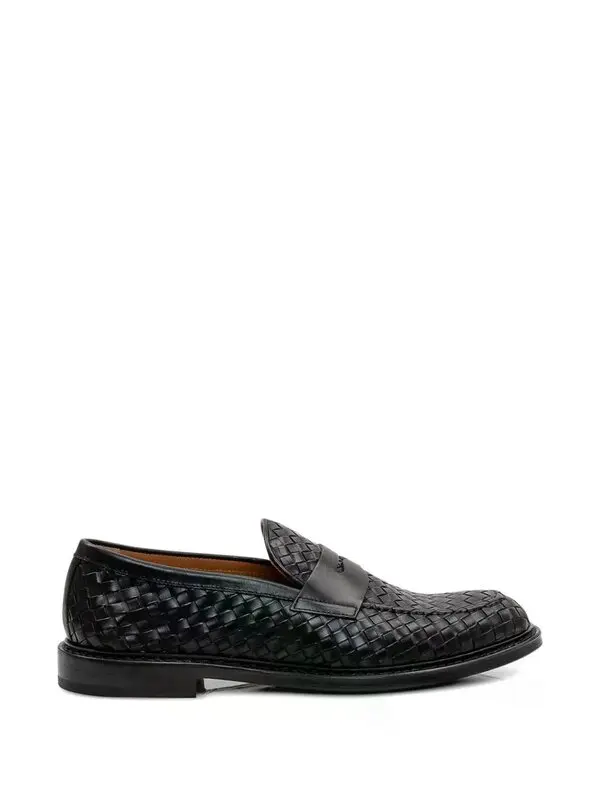 DOUCAL'S Woven Penny Loafers - Black