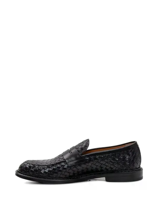 DOUCAL'S Woven Penny Loafers - Black
