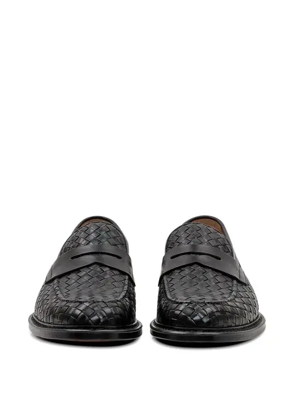 DOUCAL'S Woven Penny Loafers - Black