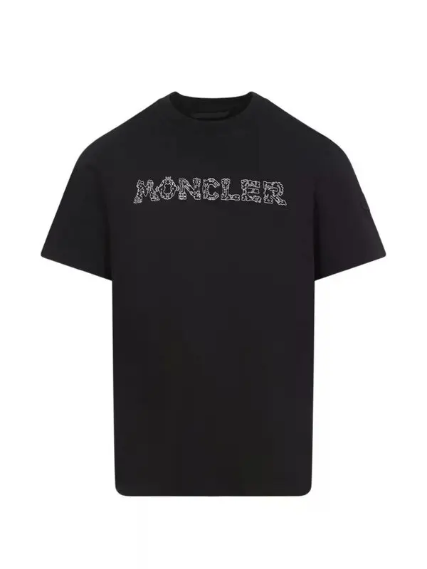 Moncler Embroidered-logo Cotton T-shirt - Black