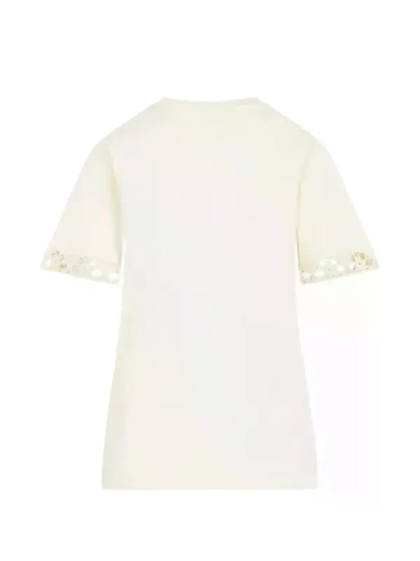 Moncler Short-sleeve T-shirt With Lace Detail - Neutrals