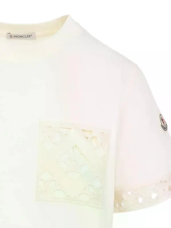 Moncler Short-sleeve T-shirt With Lace Detail - Neutrals