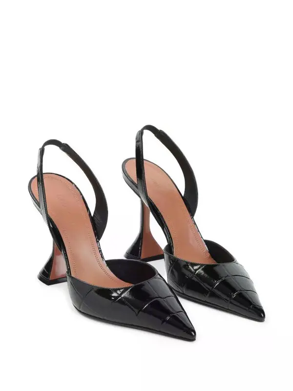 Amina Muaddi Point Slingback Mules - Black