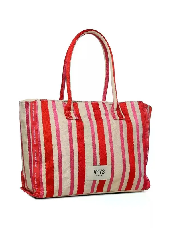 V°73 Striped Tote Bag - Red