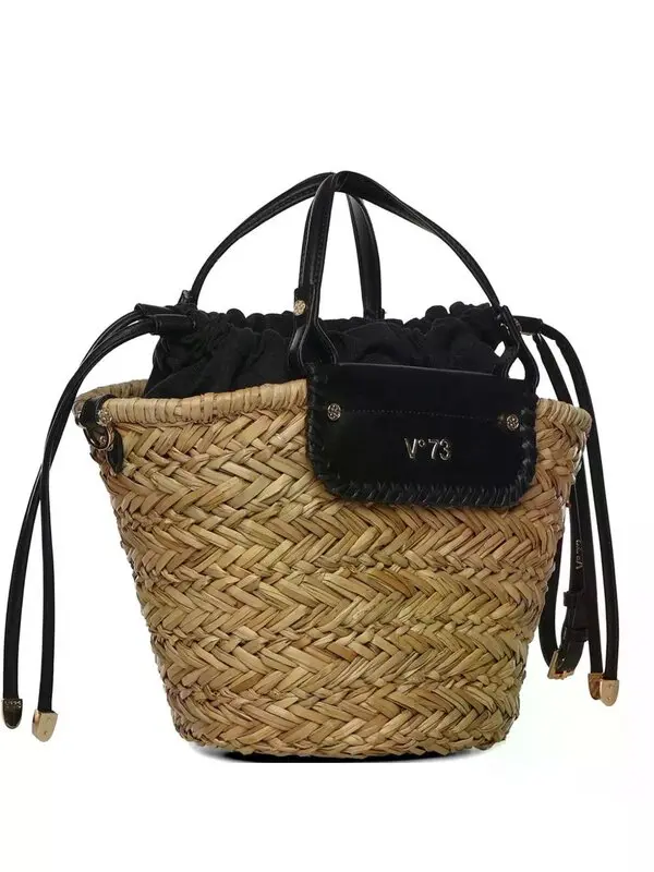 V°73 Straw Top Handle Shoulder Bag