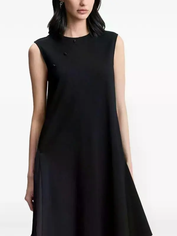 Shanghai Tang Sleeveless Button Mini Dress