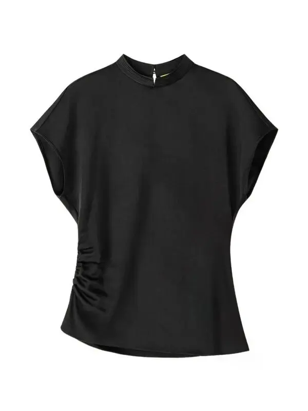 Shanghai Tang Gathered Detail Blouse - Black