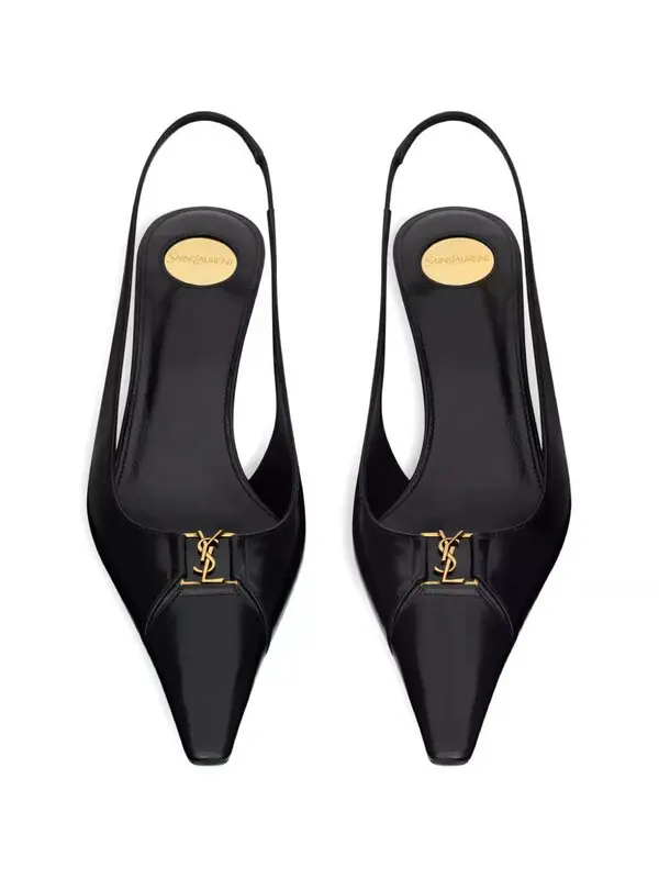 Saint Laurent Babylone Breteuil Slingback Pumps In Smooth Leather