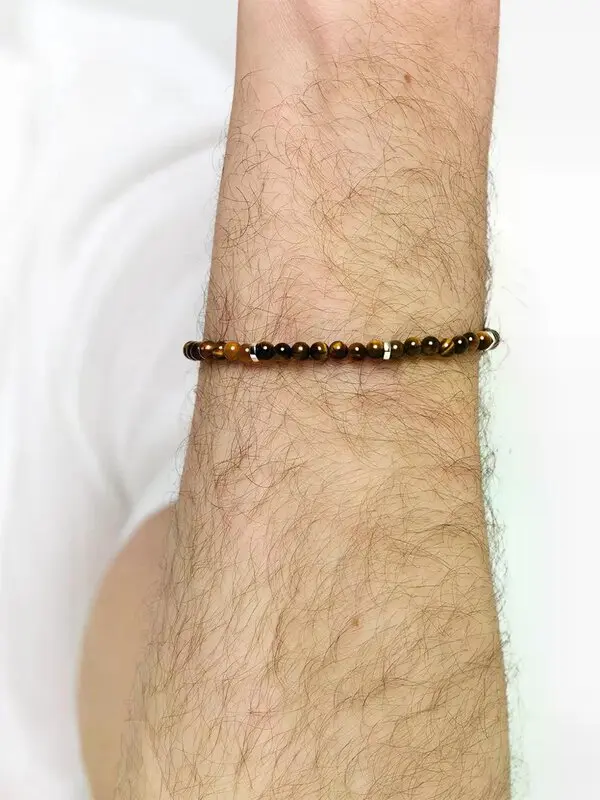 Mateo Hex Nut Tiger's Eye Bead Bracelet - Brown