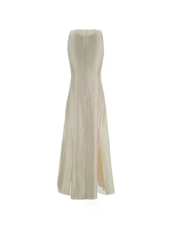 Loulou De Saison Iridescent Mesh Panel A-line Maxi Dress - Neutrals