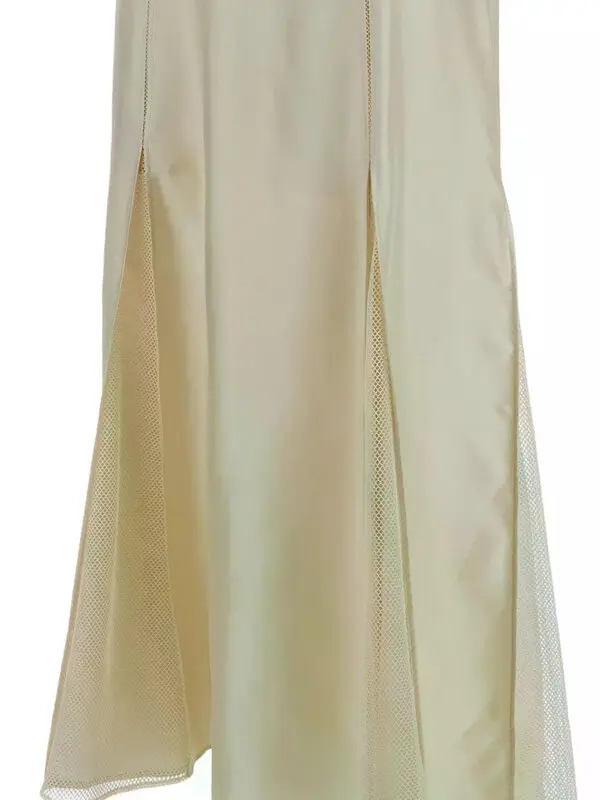 Loulou De Saison Iridescent Mesh Panel A-line Maxi Dress - Neutrals