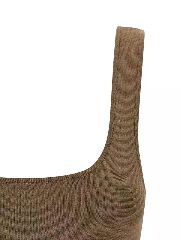 ENTIRE STUDIOS Square Neck Sleeveless Top - Brown