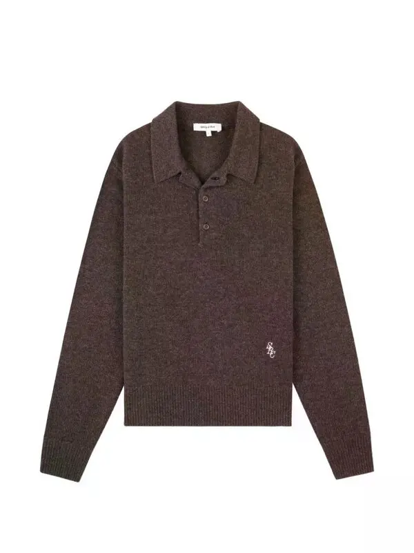 SPORTY & RICH Embroidered-logo Polo Shirt - Brown