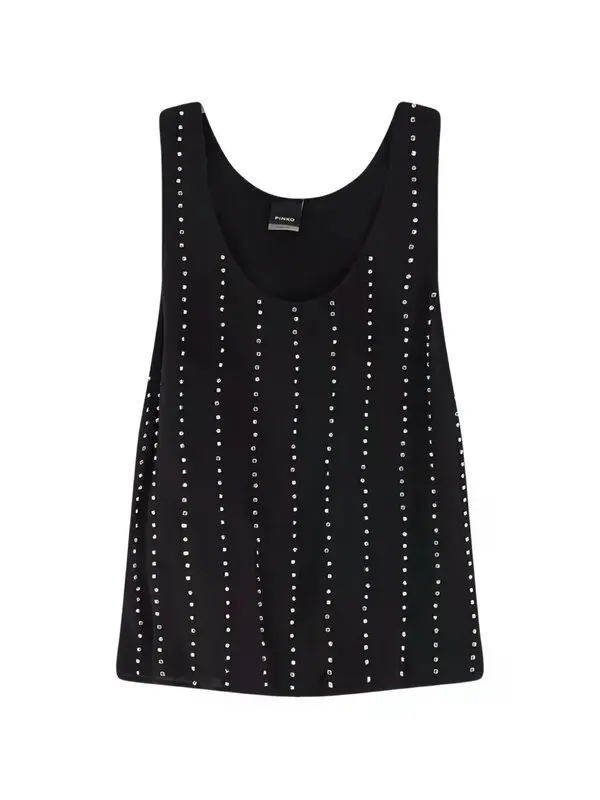 Pinko Embellished Sleeveless Scoop Neck Tank Top - Black