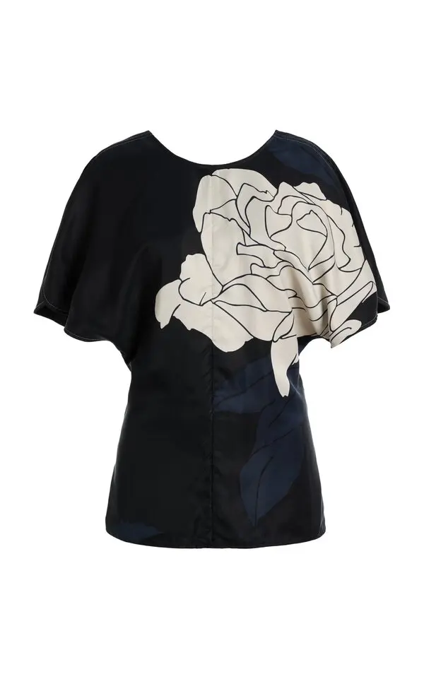Victoria Beckham Rose-print Satin Blouse - Multi