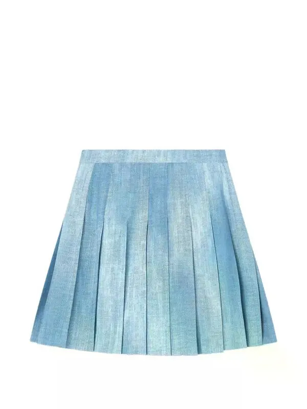 Ermanno Scervino Pleated Marocain Mini Skirt - Blue