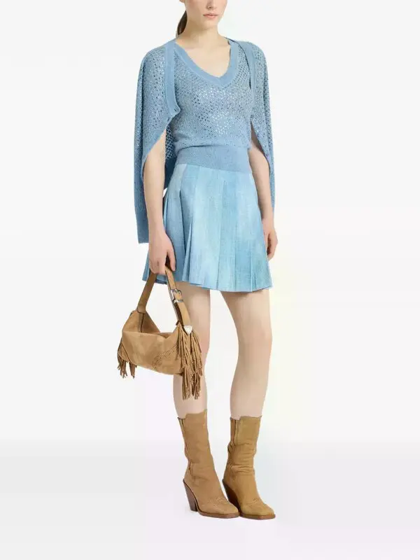 Ermanno Scervino Pleated Marocain Mini Skirt
