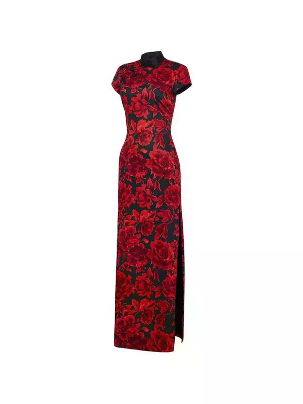 Shanghai Tang Floral Print Maxi Dress
