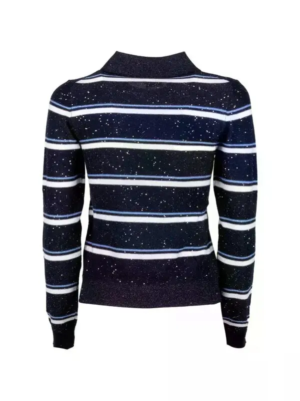 Marella Striped Polo Top - Blue