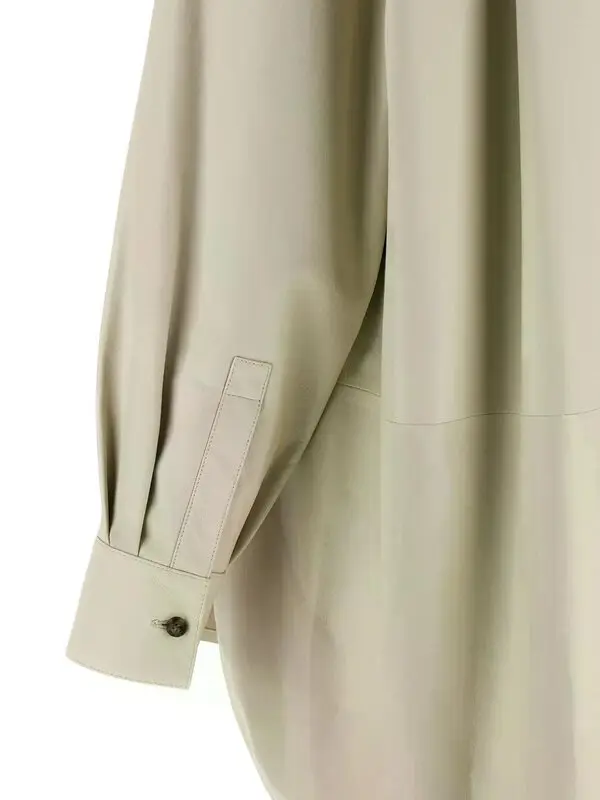 YVES SALOMON Mandarin Collar Pocket Leather Shirt