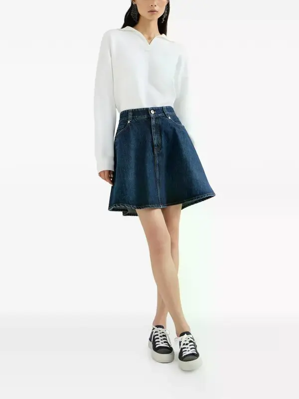 Brunello Cucinelli Denim Mini Skirt With Monili Detail
