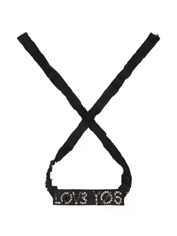 Red Valentino Embellished Necklace With Crystal Detailing - Black