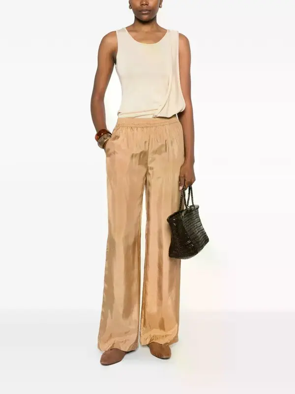 Aspesi Camel Elasticated Waist Wide Leg Trousers