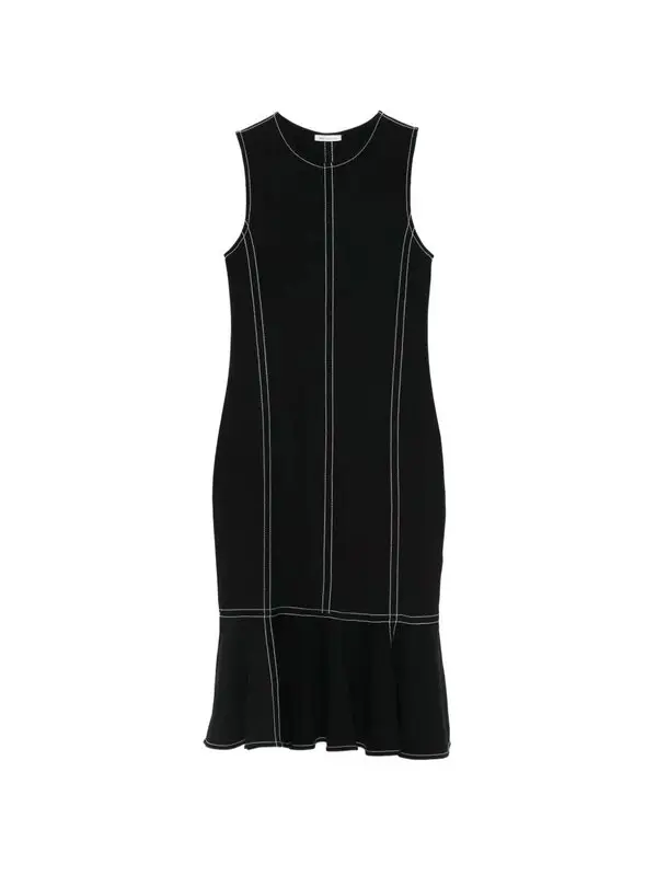 AMI Paris Stitching Detail Ruffled Dress