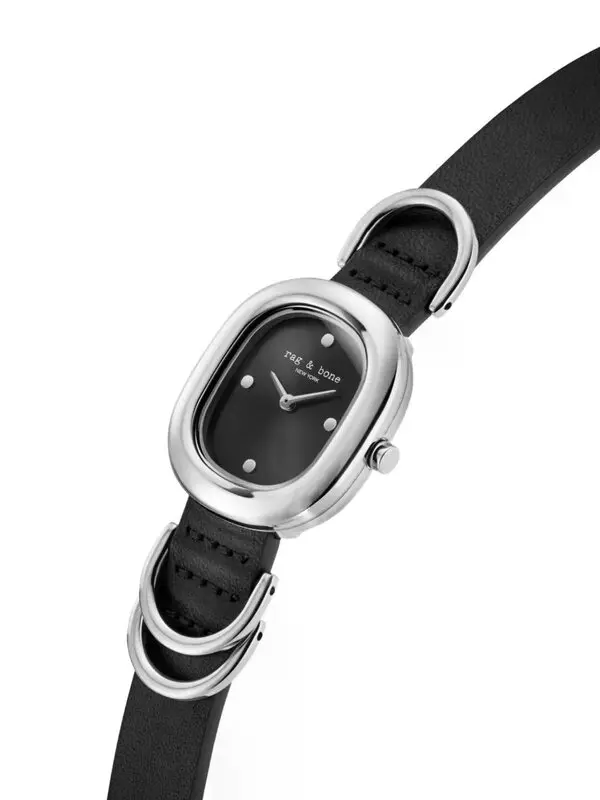 Rag & Bone Rory 25mm Watch With Leather Strap - Black