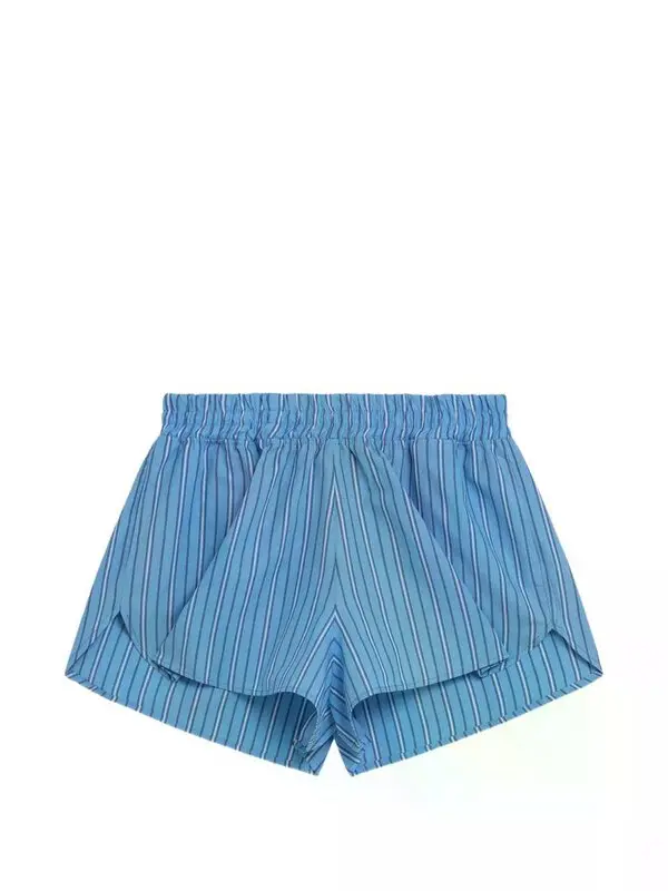 A PAPER KID Striped Cotton Shorts - Blue