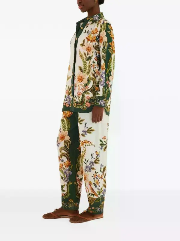 Farm Rio Floral Print Trousers - White
