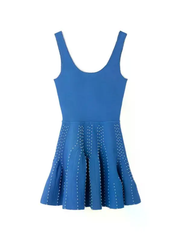 Sandro Mini Scoop Neck Knit Dress With Bead Embellishments