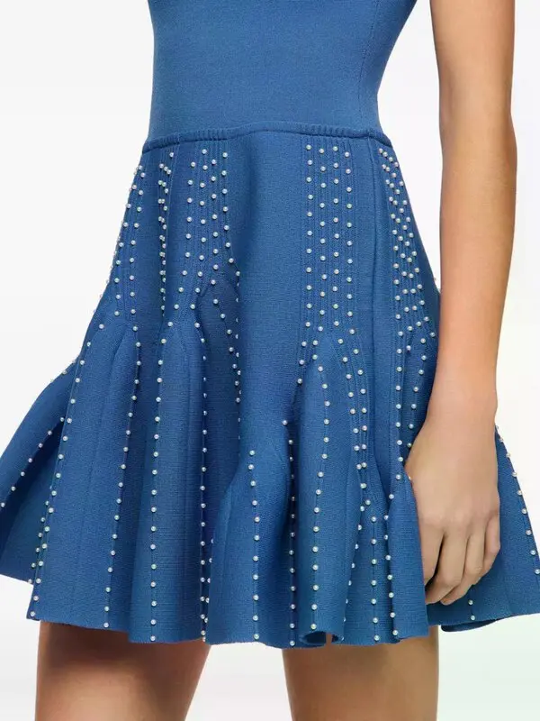 Sandro Mini Scoop Neck Knit Dress With Bead Embellishments
