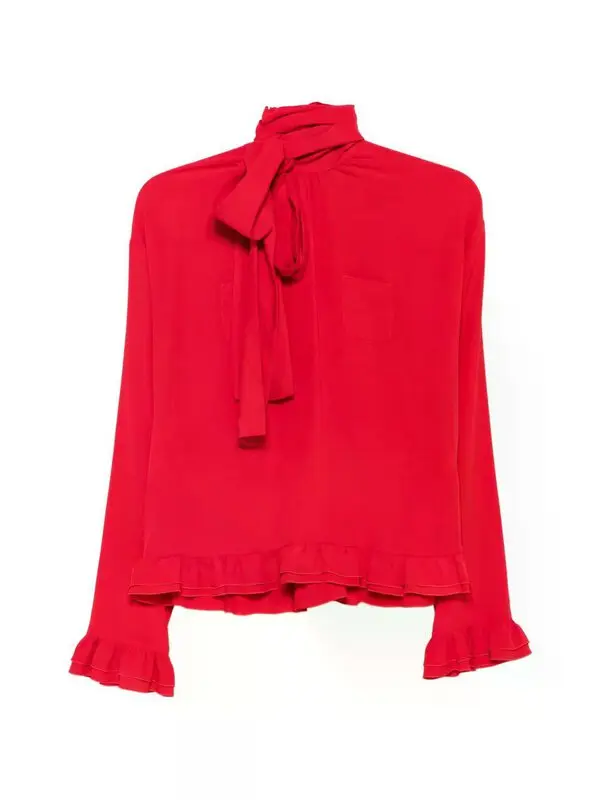N°21 Bow Detail Ruffle Trim Shirt - Red