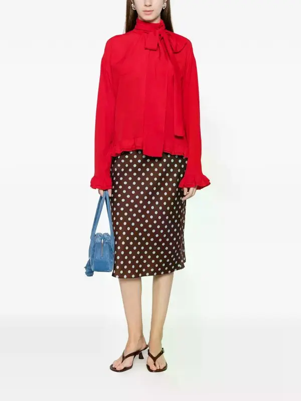 N°21 Bow Detail Ruffle Trim Shirt - Red