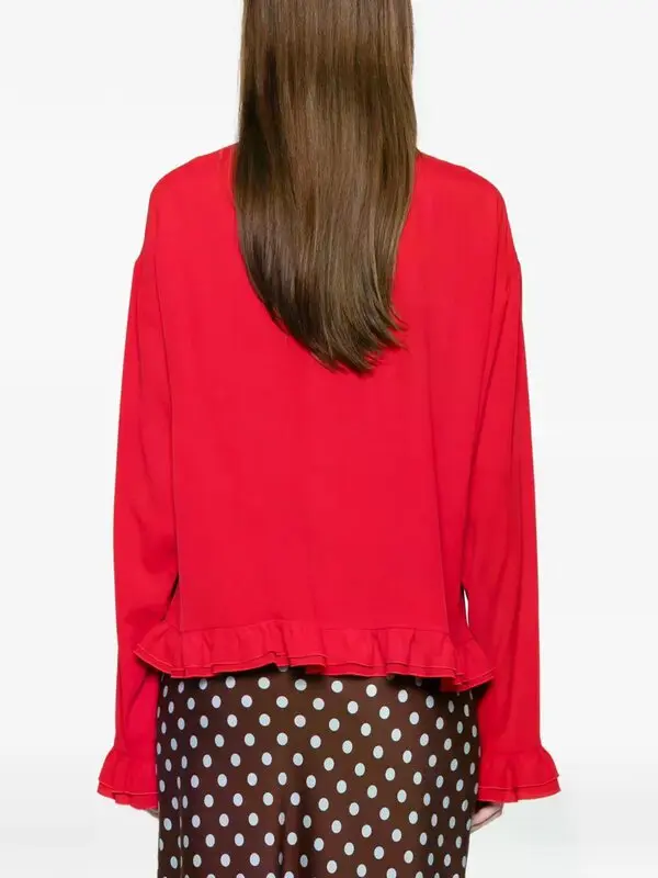 N°21 Bow Detail Ruffle Trim Shirt - Red