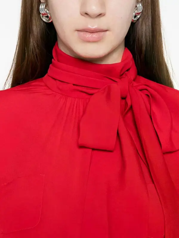 N°21 Bow Detail Ruffle Trim Shirt - Red