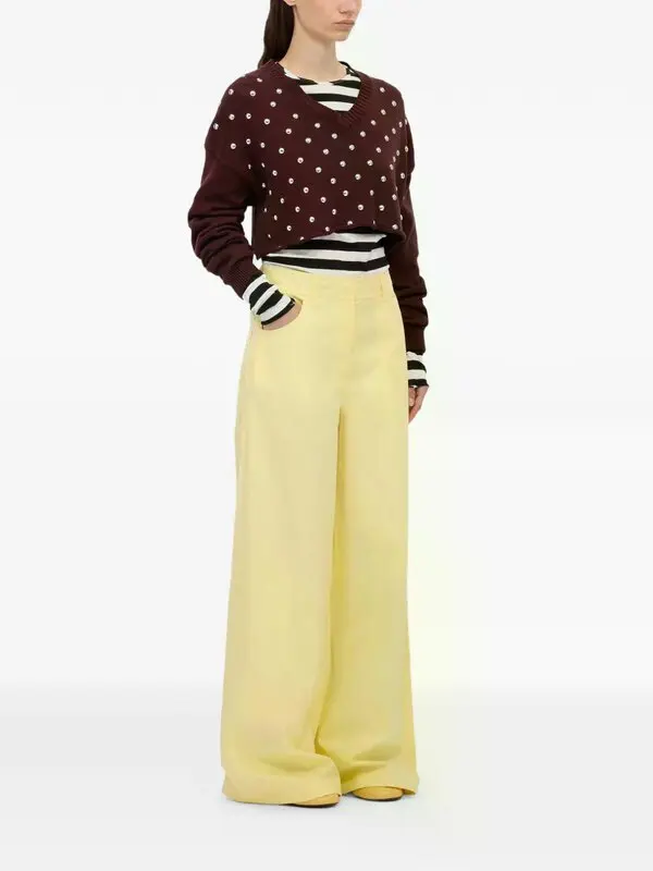 MSGM Studded V-neck Cropped Knitwear