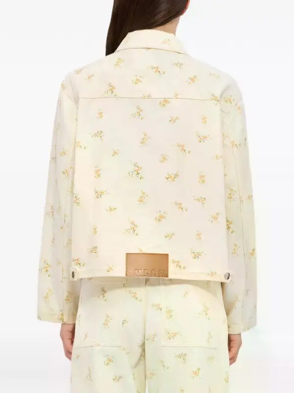 MSGM Floral Print Denim Jacket