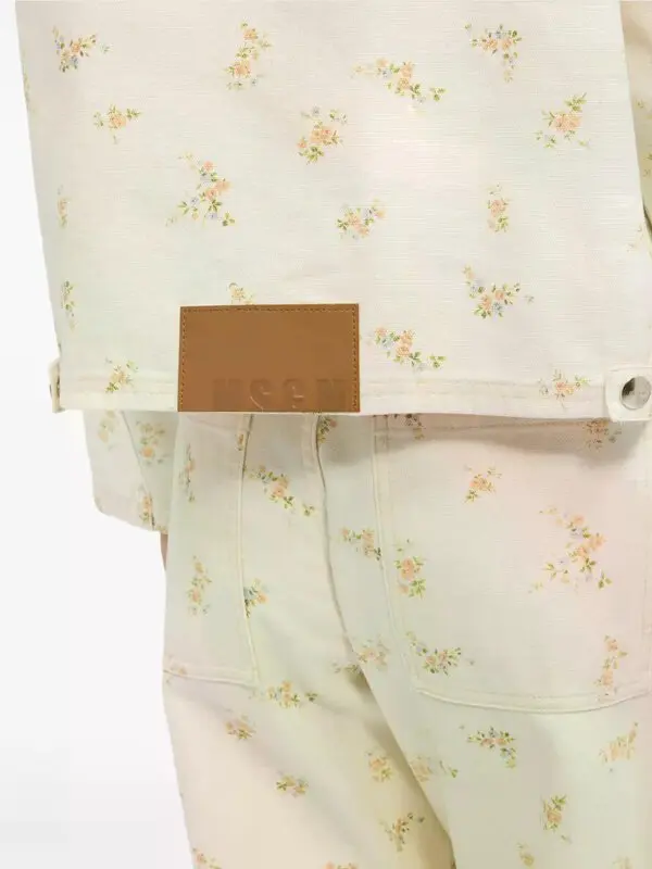 MSGM Floral Print Denim Jacket