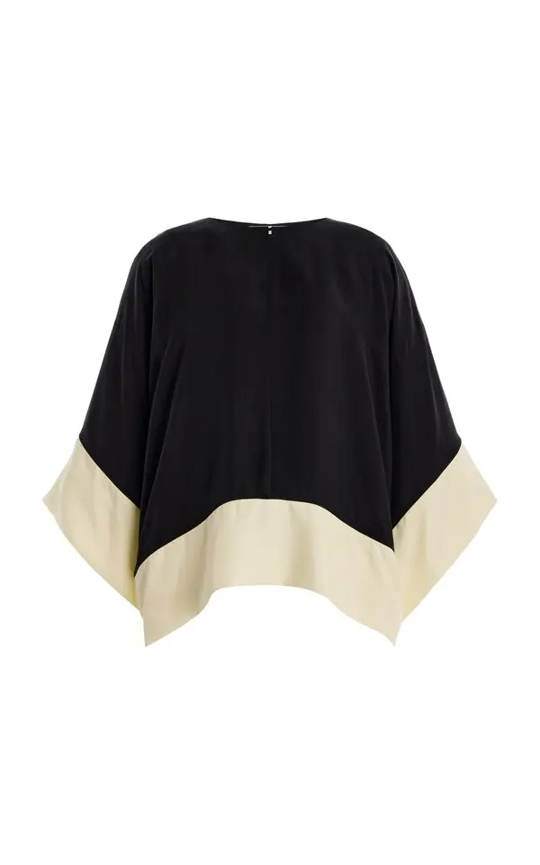 BY MALENE BIRGER Color-blocked Crepe Tunic Top - Black,white