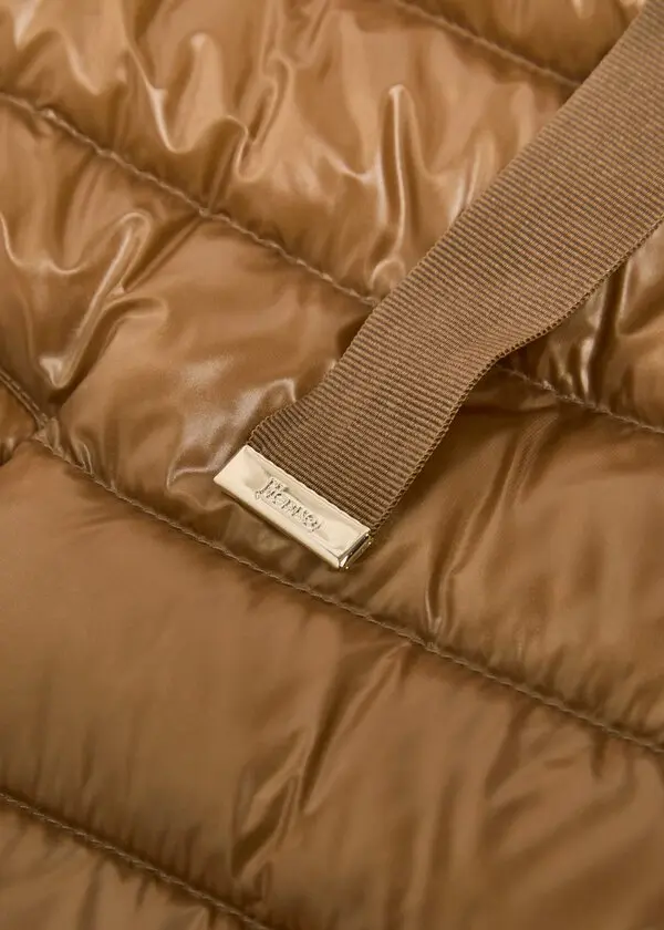 Herno Padded Nylon Jacket With Drawstring Hood - Camel