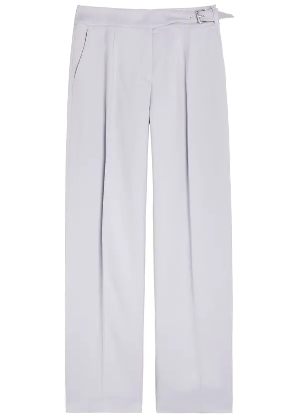 Sportmax Buckle Wide-leg Cotton-blend Trousers