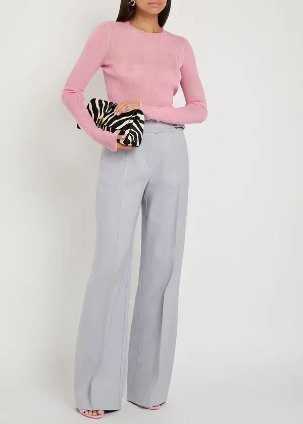 Sportmax Buckle Wide-leg Cotton-blend Trousers
