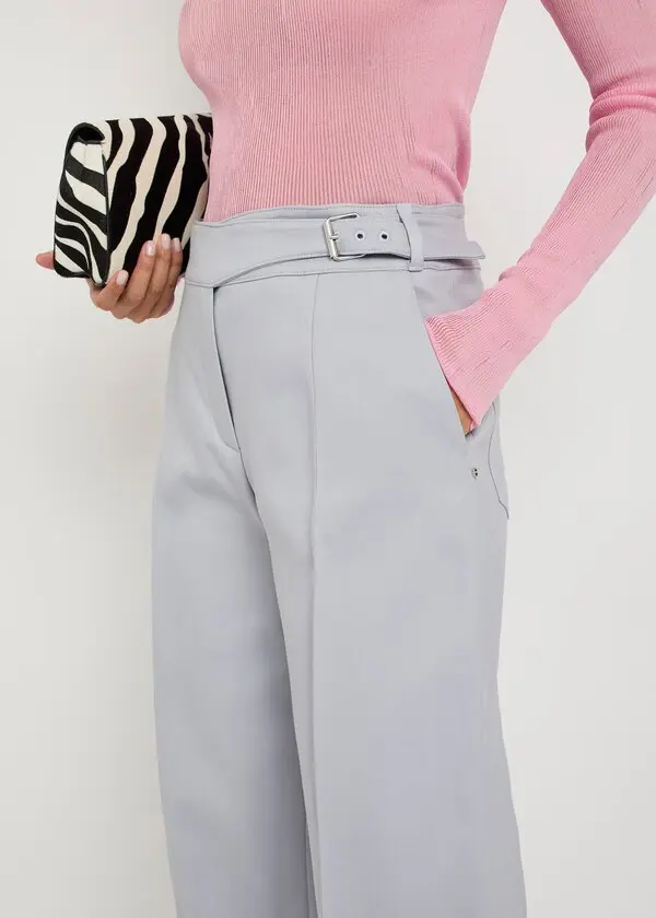 Sportmax Buckle Wide-leg Cotton-blend Trousers