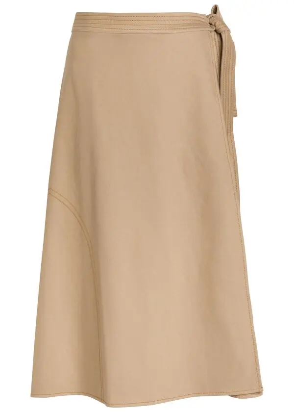 Max Mara Cotton-blend Midi Wrap Skirt - Beige